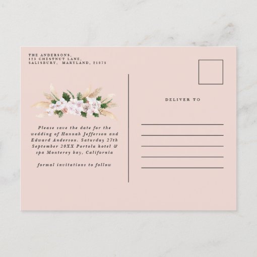 Modern bohemian pampas grass orchid wedding announ announcement ...