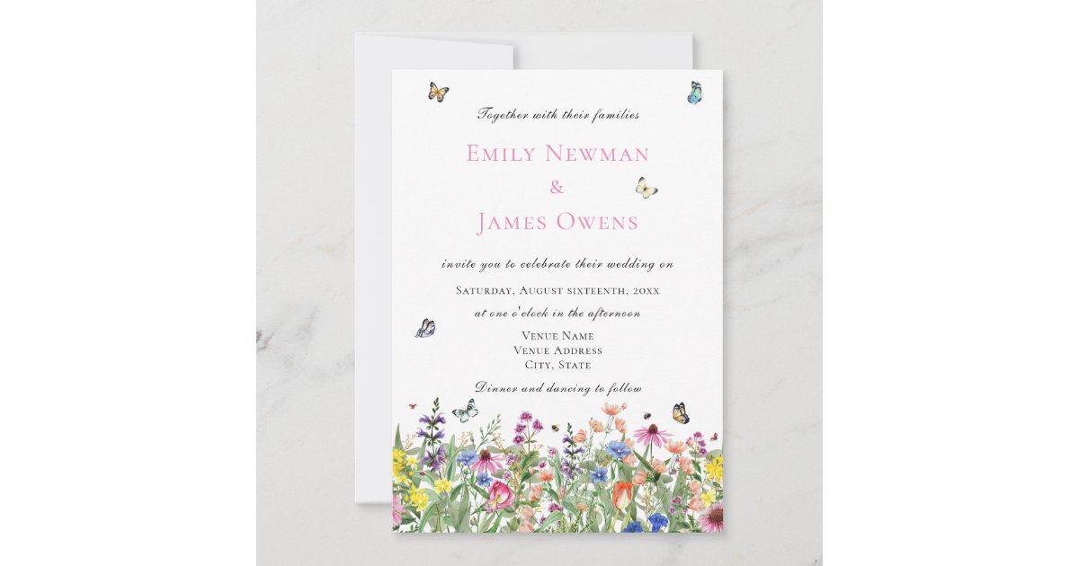Modern Bohemian Wildflowers Wedding Invitation | Zazzle