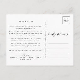 Modern Boho Arch 3 Family Photos Christmas News Holiday Postcard | Zazzle