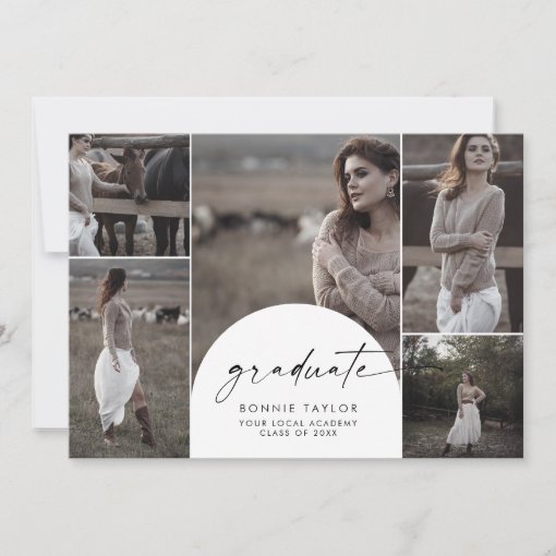 Modern Boho Arch Graduate Multi Photo Graduation Announcement | Zazzle