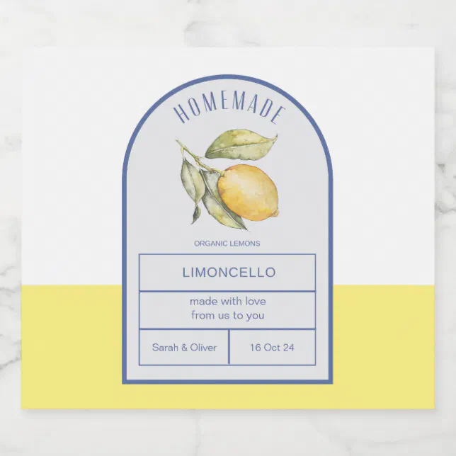 Modern Boho Arch Lemons Limoncello Wedding Bottle Liquor Bottle Label ...