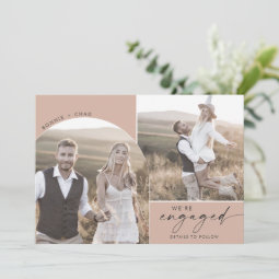 Modern Boho Arch | Salmon 3 Photo Engagement Announcement | Zazzle