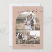 Modern Boho Arch | Salmon QR Code Photo Collage Save The Date | Zazzle