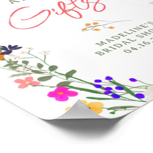 Modern boho bright wild flowers bridal sign | Zazzle
