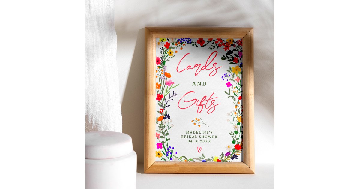 Modern boho bright wild flowers bridal sign | Zazzle