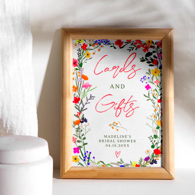 Modern boho bright wild flowers bridal sign | Zazzle