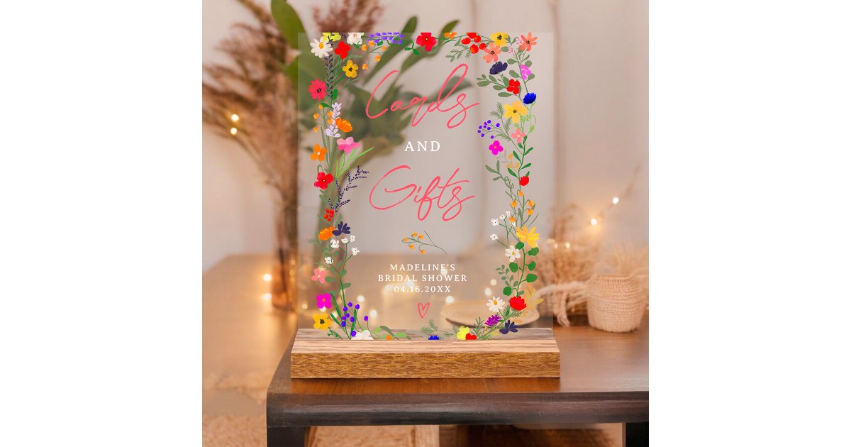Modern boho bright wild flowers bridal sign | Zazzle