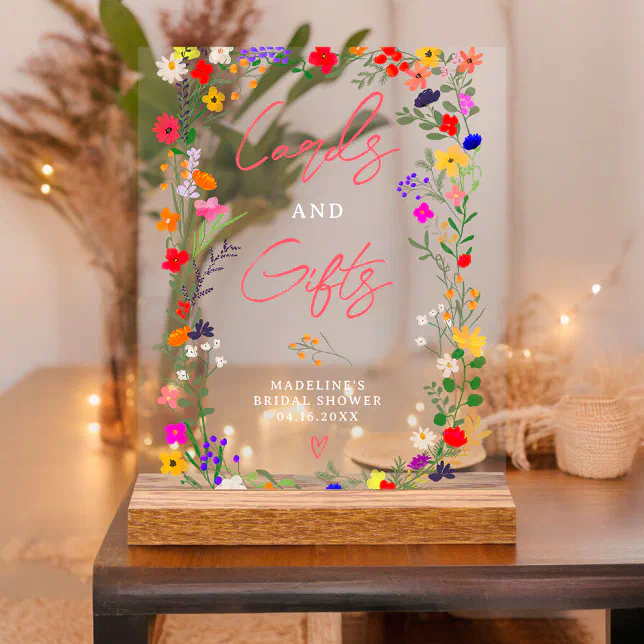 Modern boho bright wild flowers bridal sign | Zazzle