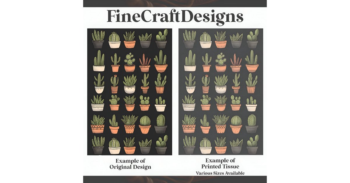 Modern Boho Cactus Collection C9 Decoupage Tissue Paper | Zazzle
