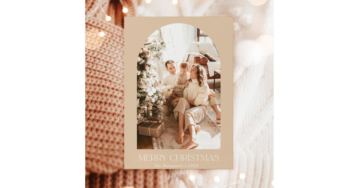 Modern Boho Christmas Card | Terracotta Photo Card | Zazzle