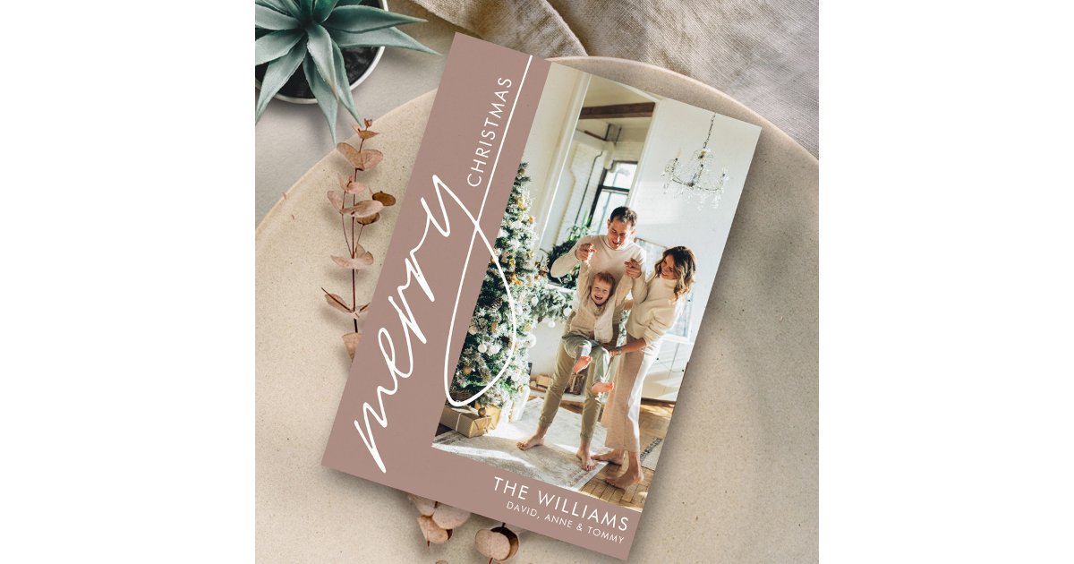 Modern Boho Christmas Photo Holiday Card | Zazzle