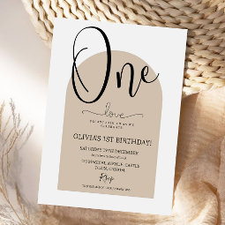 Modern Boho First Birthday Gender Neutral Invitation | Zazzle