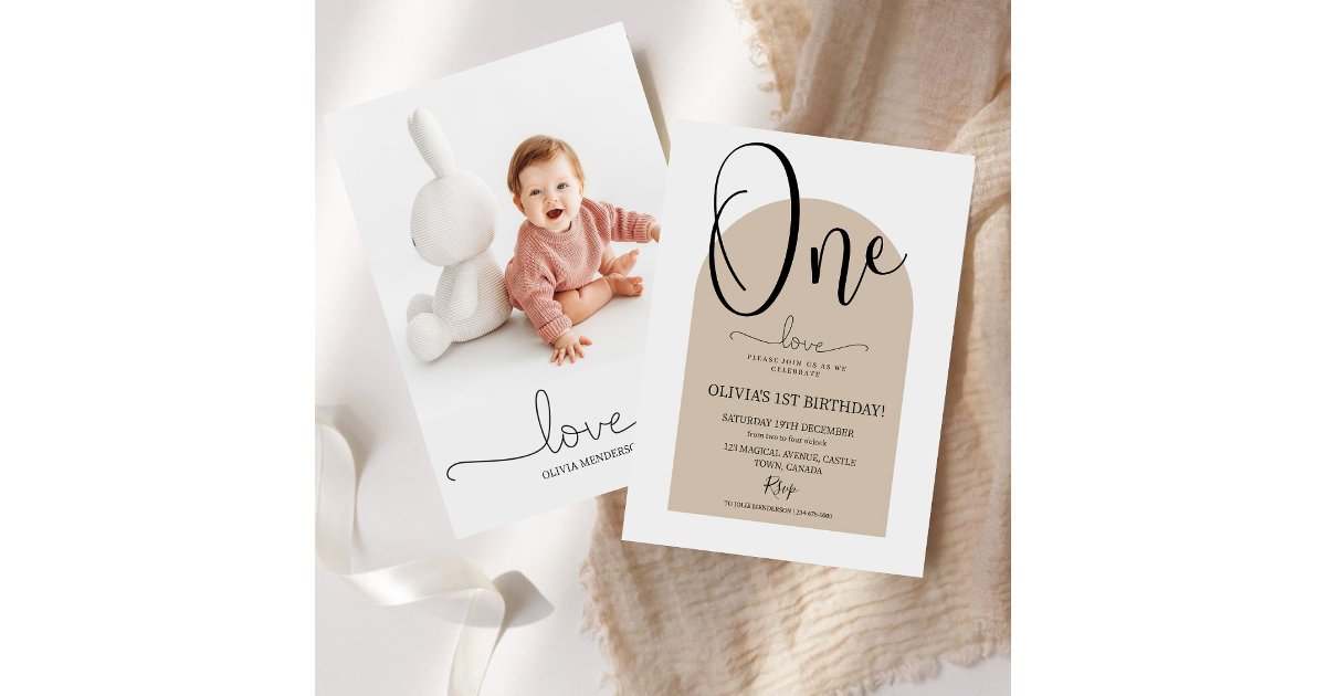 Modern Boho First Birthday Gender Neutral Invitation | Zazzle