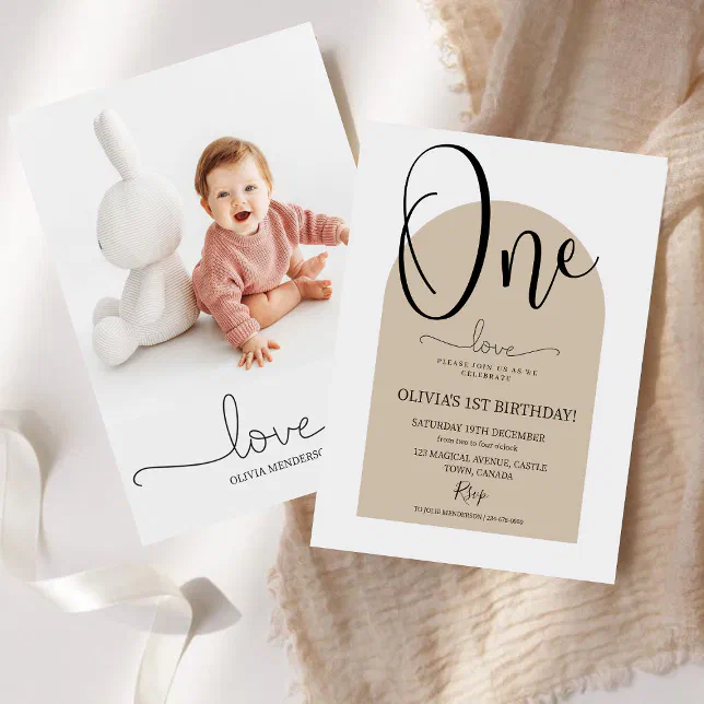 Modern Boho First Birthday Gender Neutral Invitation | Zazzle