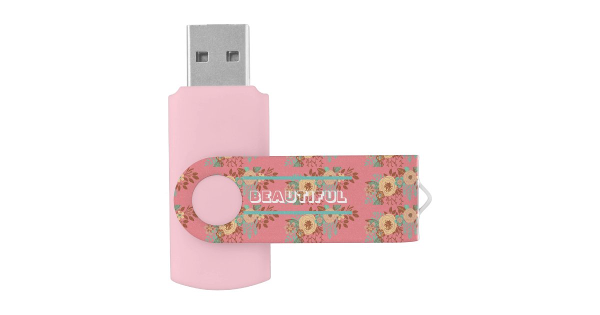Modern Boho Floral Pink Flash Drive | Zazzle