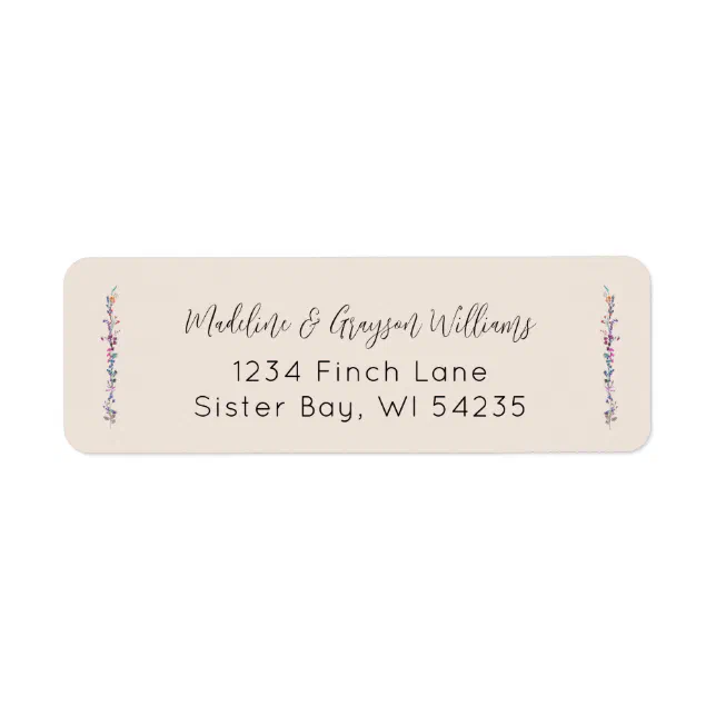Modern Boho Floral Wildflower Return Address Label | Zazzle
