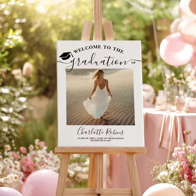 Modern Boho Graduation Welcome Photo Sign | Zazzle