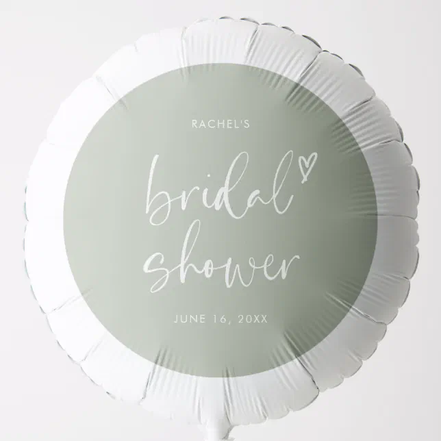 Modern Boho Heart Sage Green Bridal Shower Balloon | Zazzle