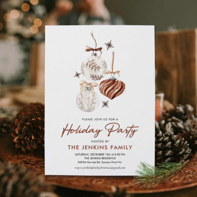 Modern Boho Holiday Party Invitation | Zazzle