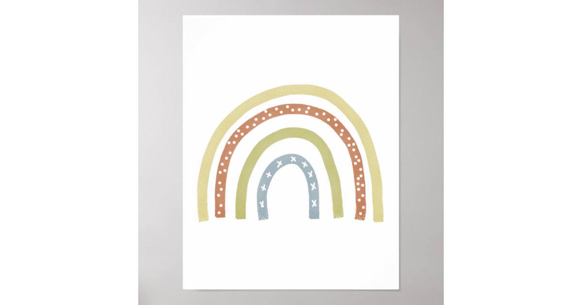 Modern Boho Neutral Rainbow Poster | Zazzle