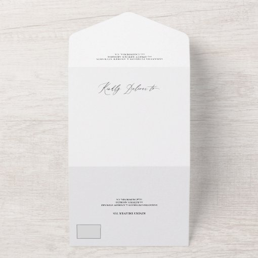 Modern boho photo chic calligraphy wedding all in one invitation | Zazzle