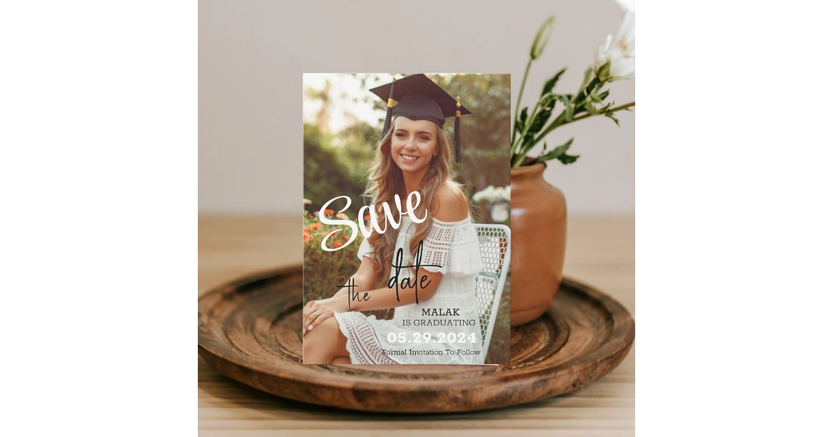 Modern Boho Photo Graduation Save The Date | Zazzle