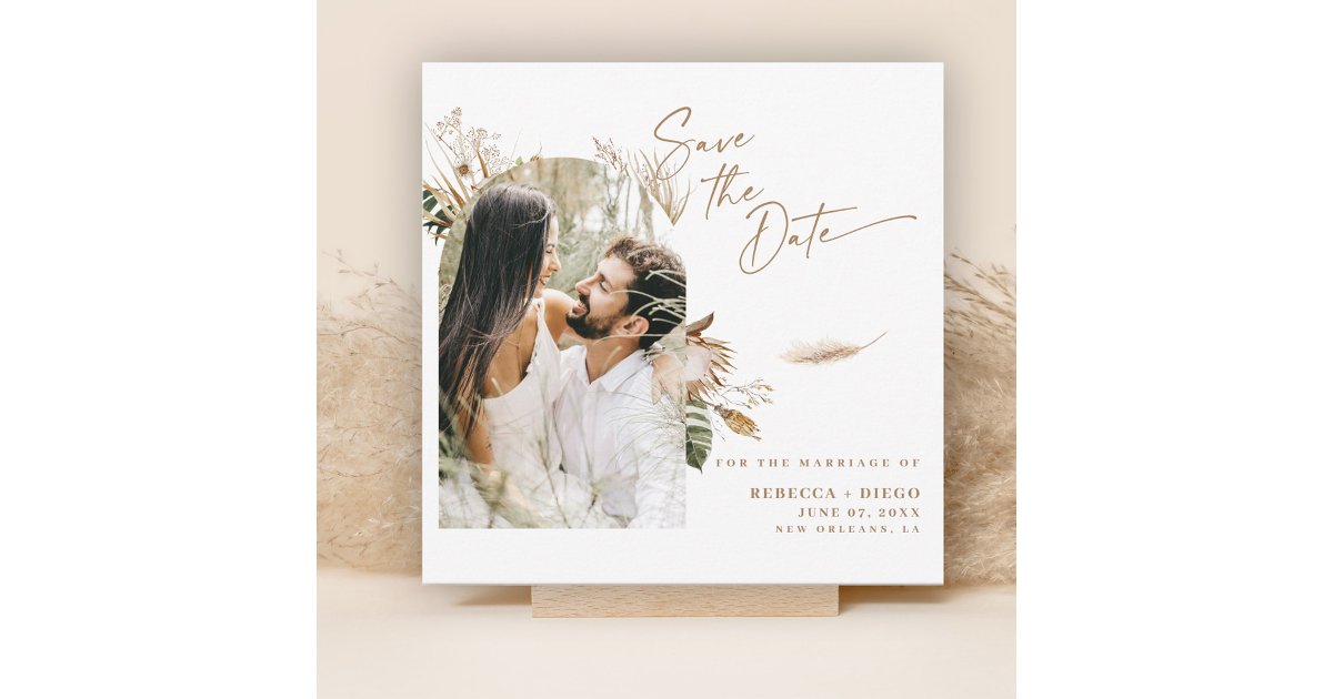 Modern Boho Photo Save The Date | Zazzle