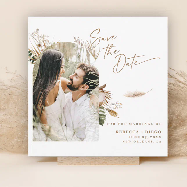 Modern Boho Photo Save The Date | Zazzle