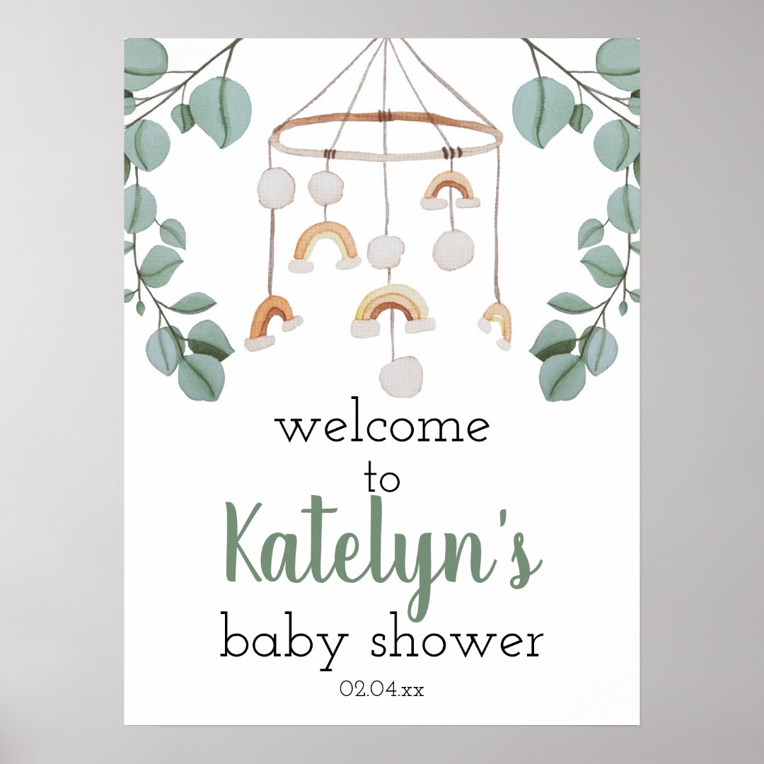 Modern Boho Rainbow Baby Shower Welcome Sign | Zazzle