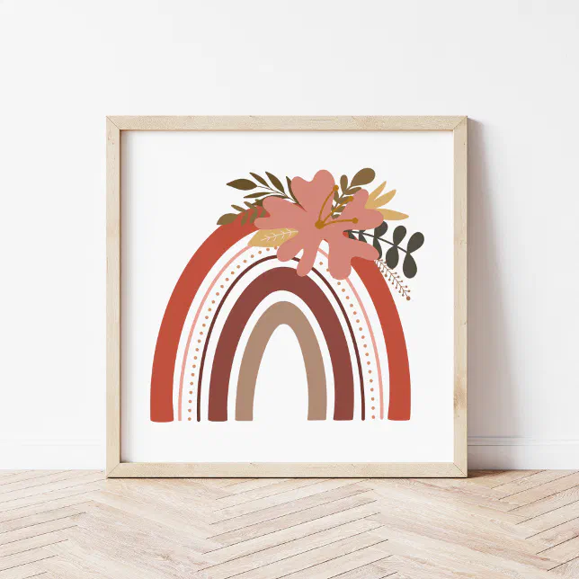 Modern Boho Rainbow Nursery Art Poster | Zazzle