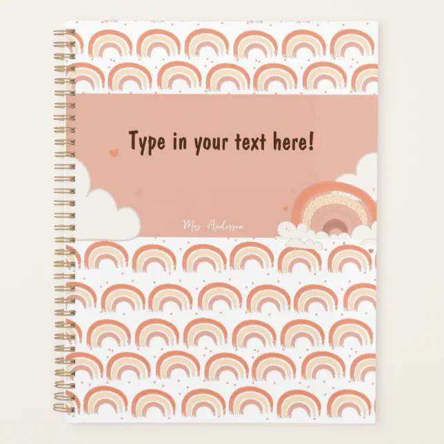 Modern Boho Rainbow Personalized Binder, custom Planner | Zazzle