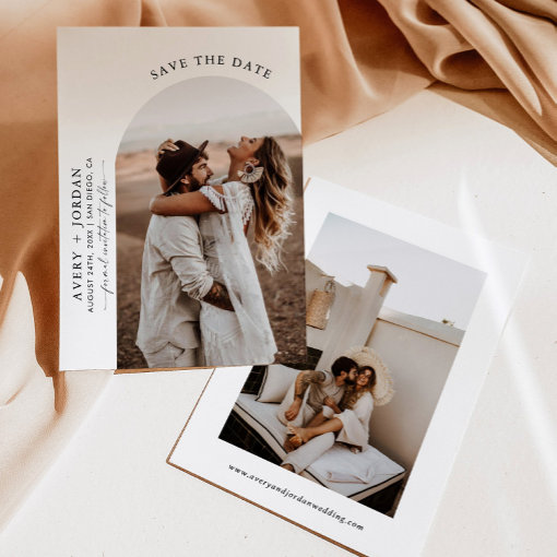 Modern Boho Save the Date | Photo Minimalist Cards | Zazzle