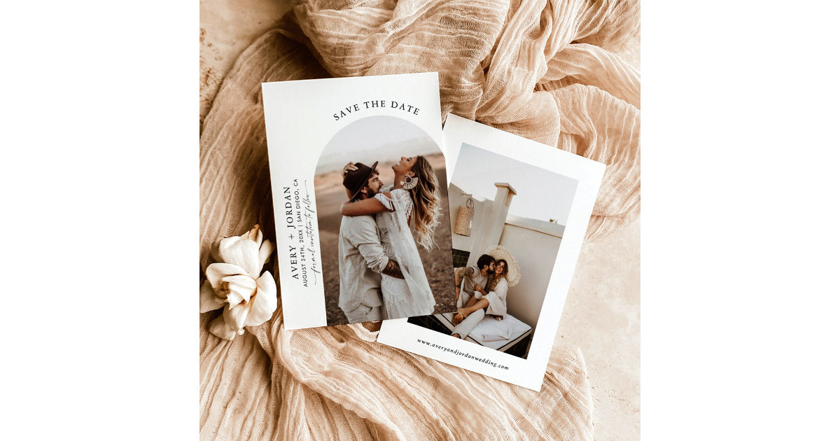 Modern Boho Save the Date | Photo Minimalist Cards | Zazzle