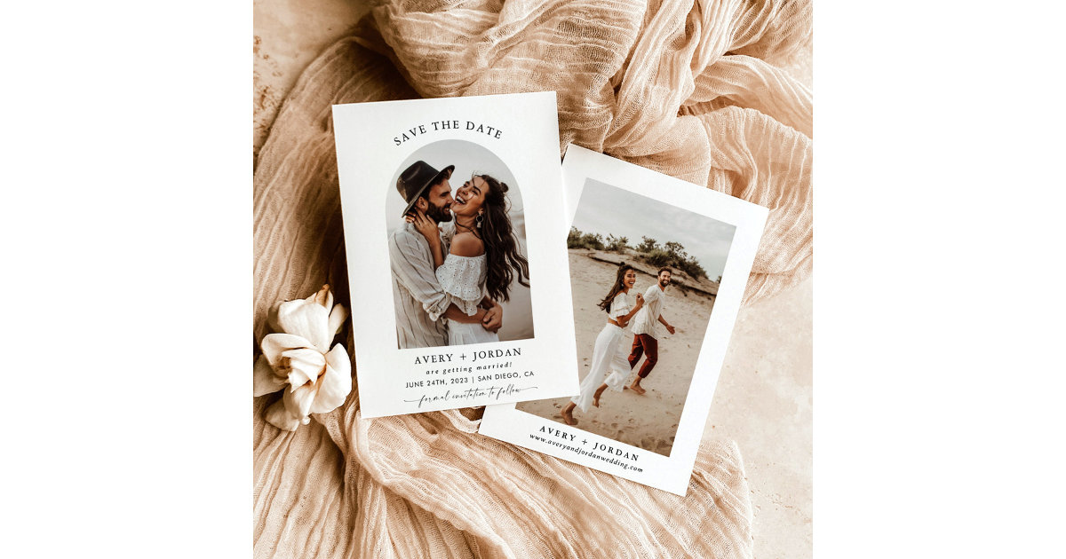 Modern Boho Save the Date | Photo Minimalist Cards | Zazzle