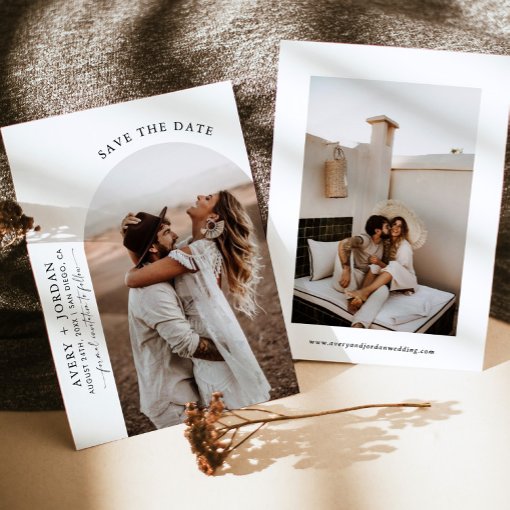 Modern Boho Save the Date | Photo Minimalist Cards | Zazzle