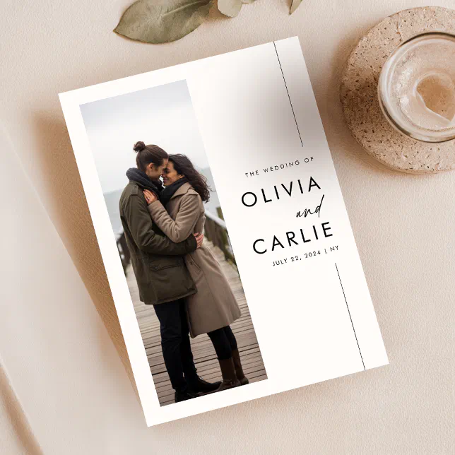 Modern Boho Simple 3 Photo Wedding Invitation | Zazzle