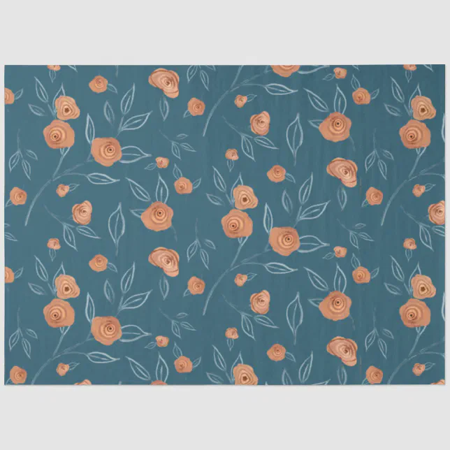 Modern BOHO Terracotta Floral Watercolor Decoupage Tissue Paper | Zazzle