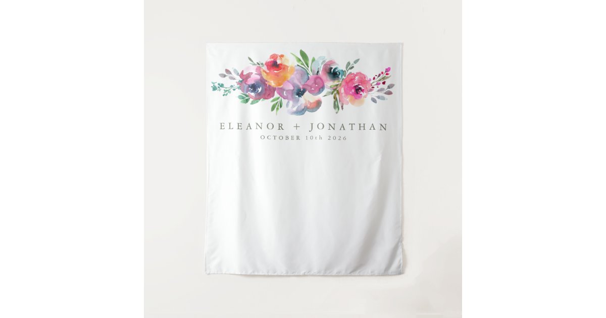 Modern Boho Watercolor Flower Photo Booth Backdrop | Zazzle