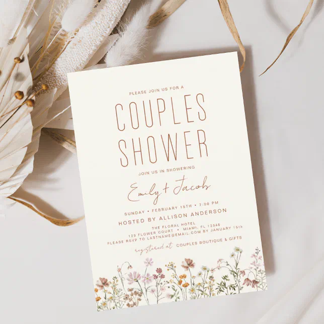 Modern Boho Wildflower Couples Shower Invitation | Zazzle