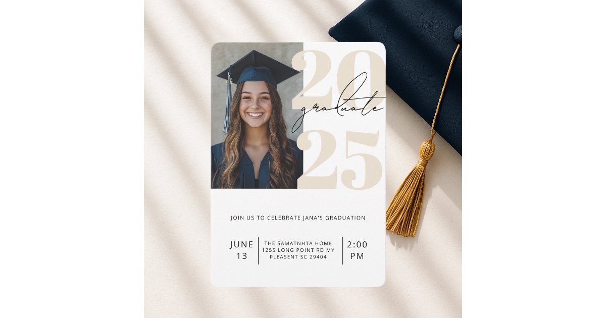 Modern Bold 2025 Graduate Photo Invitation | Zazzle