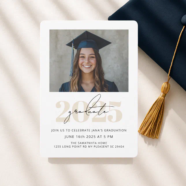 Modern Bold 2025 Graduate Photo Invitation | Zazzle