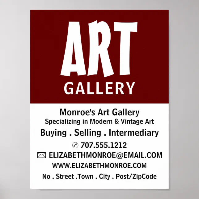 Modern Bold, Art Dealer, Gallery Advertising Poster | Zazzle