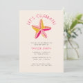 Modern Bold Beach Starfish Pink Birthday Party Invitation | Zazzle