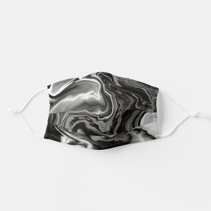 Modern Bold Black And White Marbled Adult Cloth Face Mask | Zazzle