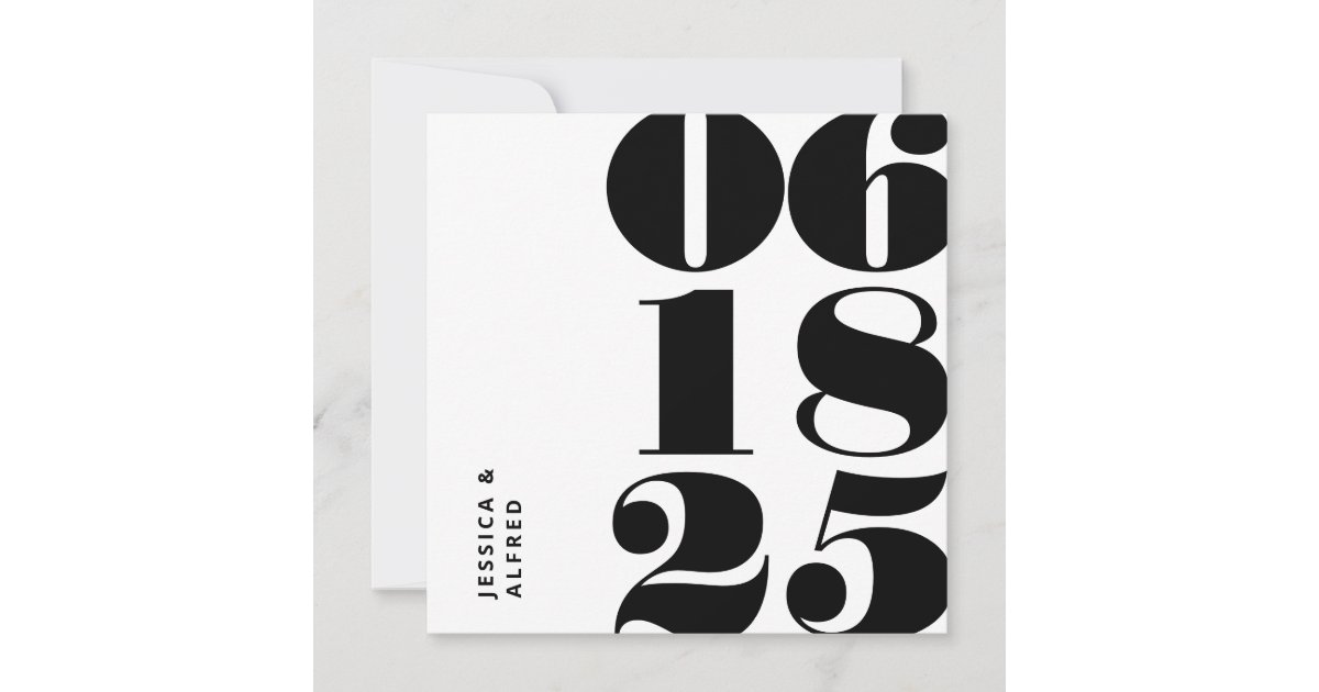 Modern Bold Black White Big Date Wedding Save The Date | Zazzle