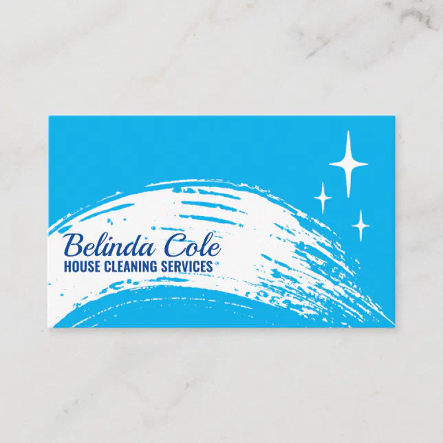 Modern Bold Blue Cleaning Swipe Business Card | Zazzle