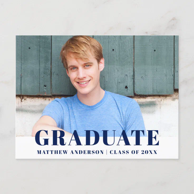 Modern Bold Blue Graduation Party Invitation | Zazzle