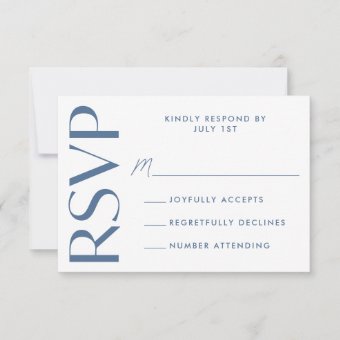Modern Bold Blue Typography Wedding RSVP Card | Zazzle