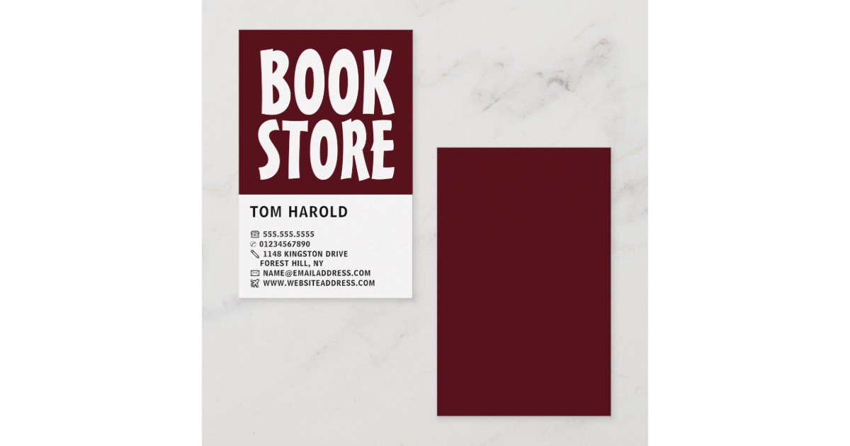 Modern Bold, Book Store Business Card | Zazzle