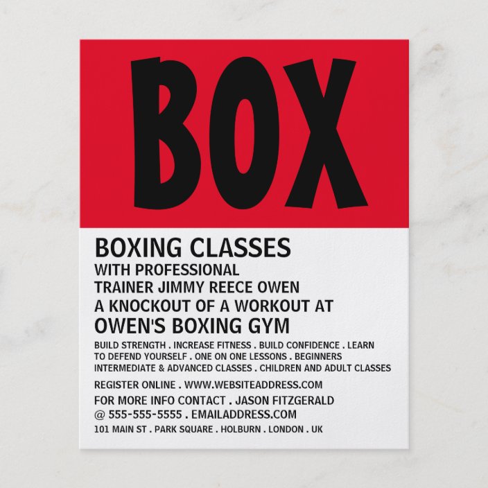 Modern Bold, Boxing Class Advert Flyer | Zazzle.com